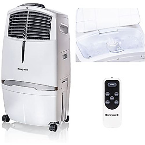 Honeywell 525 CFM Indoor Portable Evaporative Air Cooler, Fan & Humidifier with Ice Compartment & Remote, White