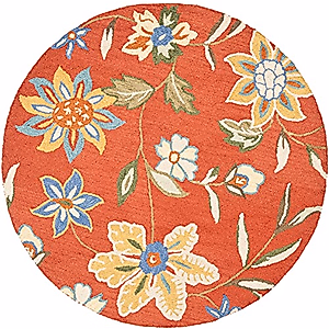 SAFAVIEH Blossom Collection 6' Round Rust / Multi BLM673A Handmade Premium Wool Area Rug