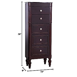 Hives and Honey Scarlett Jewelry Armoire - Elegant Storage Organizer for Your Precious Pieces | Solid Wood, Mirrored Lid | Anti-Tarnish Felt Lining | Espresso Finish