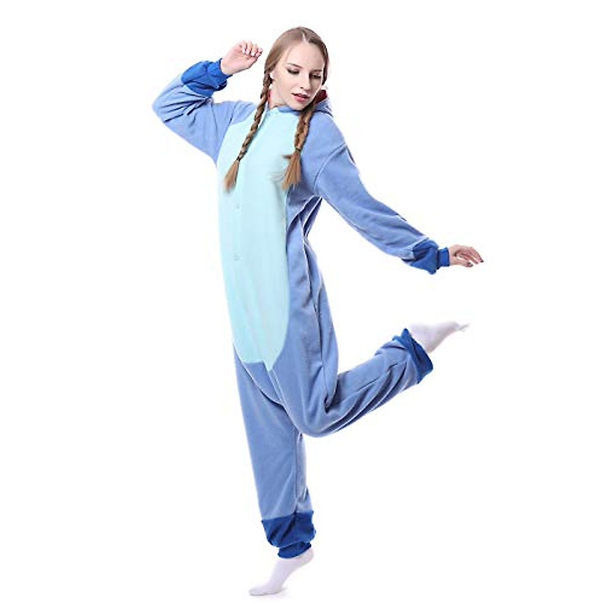 FZChenrry Onesie Pajamas for Women Adult Onepiece Unicorn Christmas Costume Halloween Animal Unisex Cosplay Cartoon Stitch (US, Alpha, X-Large, Regular, Regular, Blue)