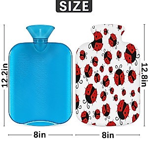Red Ladybug Hot Water Bottle with Cover 2L, Ladybug PVC Hot Water Bag for Hand Feet Warmer, Pain Relief,Hot Compress and Cold Therapy