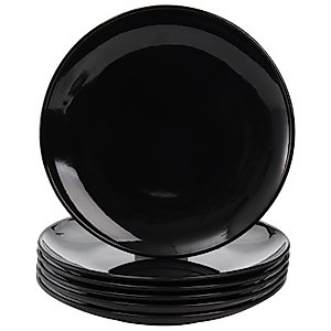 Peohud 6 Pack Melamine Dinner Plates, 11 Inches Round Dinner Dishes, Flat Bottom Dinnerware Serving Dishes for Salad, Pasta, Break-resistant, Dishwasher Safe