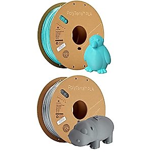 Polymaker Matte PLA Filament 1.75mm PLA Bundle of 2, 1kg Carton Spool PLA Filament 1.75 - PolyTerra PLA 3D Printer Filament Bundle, Print with Most 3D Printers Using 3D Filament, 2 Colors
