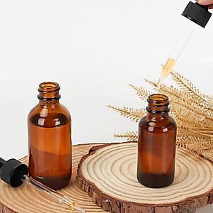 CycleMore 1oz Amber Glass Dropper Bottles 48 Pack Tincture Bottles with Eye Droppers, Two Plastic Funnels and Labels. Glass Essiential Oil Bottles for Chemistry Lab Chemicals, Perfumes & More Liquids