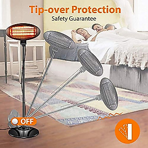 BOZOYYGH Patio Heater - Outdoor Electric Heater with Tip Over,Overheat Protection - 3 Adjustable Power Level from 500-1500W - Super Quiet Patio Heater for Patio,Courtyard,Garage Use