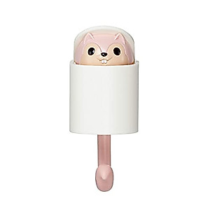 GAGALU Hooks for Hanging Invisible Pop-up Cute Squirrel Hook Umbrella Key Hanger Adhesive Wall Mount Hooks for Coat Hat Decor Door (Color : Pink)