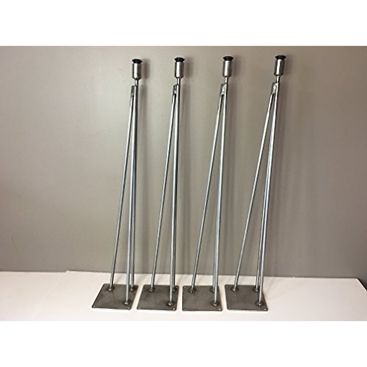 Set of (4) 3 rod Leveling Hairpin Legs, Very Strong,And can be used with Wheel Casters for Mobility,Made in the USA