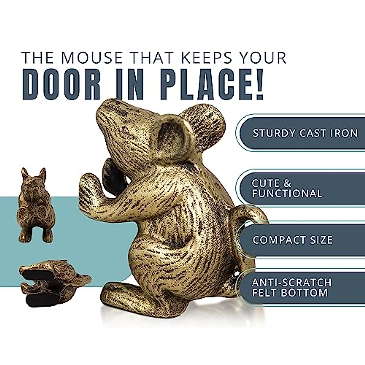 Cast Iron Mouse Door Stop - Vintage Rustic Door Holder by Comfify