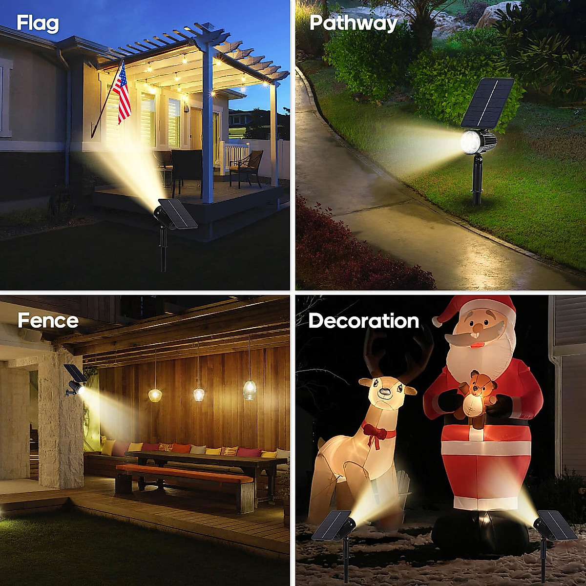 SUNLONG Solar SpotLights Outdoor Waterproof ip65, Warm Solar Spot Lights Outdoor for Walkway Yard Pathway Garden Landscape, 2-in-1 Spot Spotlights Solar Powered for Flag