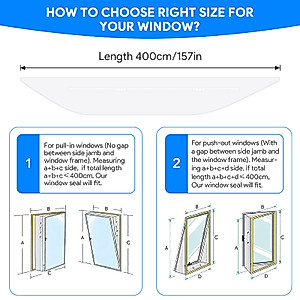 Gruntbear Portable Air Conditioner Window Seal Kit, 400CM (157'') AC Casement , Hot Air Stop Air Exchange Guards with Zip and Adhesive Fastener Works with Tumble Dryer, Keep House Cool