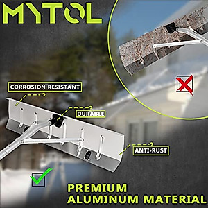 MYTOL 20.5ft Aluminum Snow Roof Rake, Extendable Snow Rake for Roof with 26 Inch Blade, Scratch-Free, Extension Tubes & Anti-Skid Handle, Lightweight Roof Snow Rake for Snow, Leaves, Debris Removal