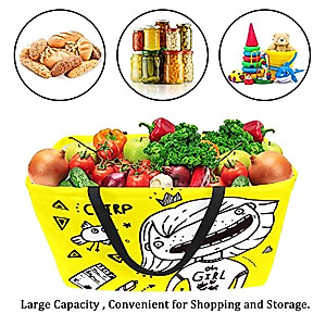 LORVIES Large Rectangular Baskets for Storage, Princess Girl Yellow Closet Storage Bins Organizing Baskets