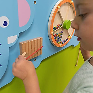 SPARK & WOW Elephant Activity Wall Panel - 18m+ - Toddler Activity Center - Wall-Mounted Toy - Busy Board Decor for Bedrooms, Daycares and Play Areas