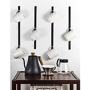 Coffee Mug Wall Rack - Metal Mug Racks for Wall - Wall Mug Rack - Coffee Cup Rack Wall Hanging Holder - Teacup and Mason Jar Hanger Display Holder - Hold a Dozen Cups and Mugs