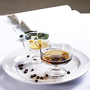 binsakao Glass Ice Cream Bowl Set, Small Clear Mini Footed Dessert Cups for Friut Pudding Trifle Parfait Sundae Nuts Cocktail Drinks Party (6.3 oz, 6 pcs)