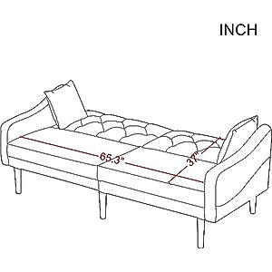 ERYE 3-in-1 Upholstered Futon Sofa Loveseat Convertible Sleeper Couch Bed,2-Seaters Sofa & Couch Soft Cushions Love Seat Daybed for Small Space Living Room Napping