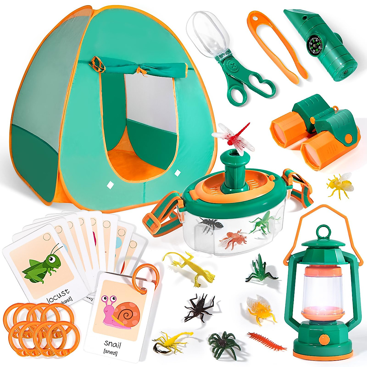 Kids Camping Set with Tent for 2 Toddlers-Kids Camping Toys for Kids 3-5 with Pop up Play Tent-Indoor Outdoor Pretend Camping Toys