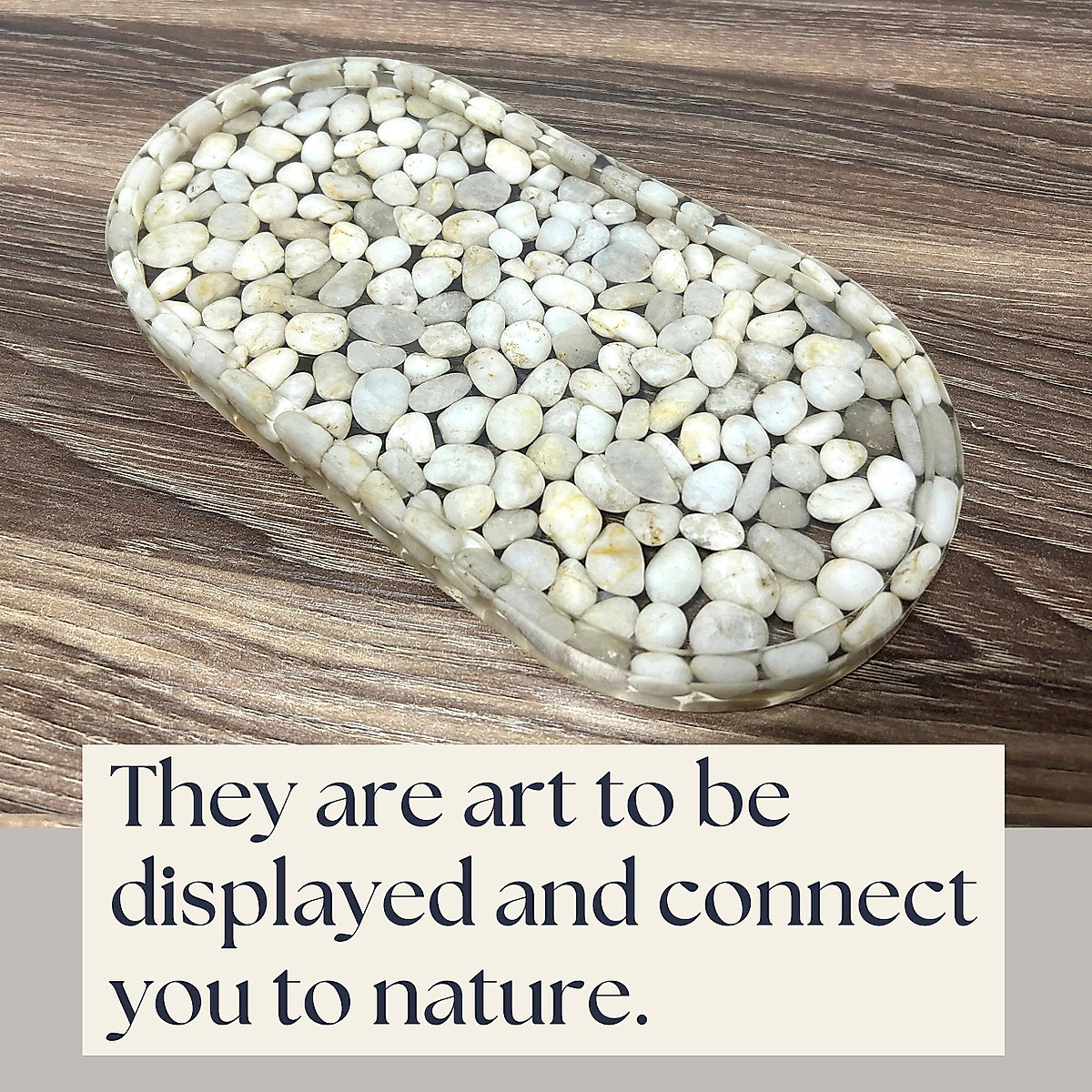 Natural Stone Pebbles Bathroom Tray for Counter Vanity Tray Kitchen Soap Tray