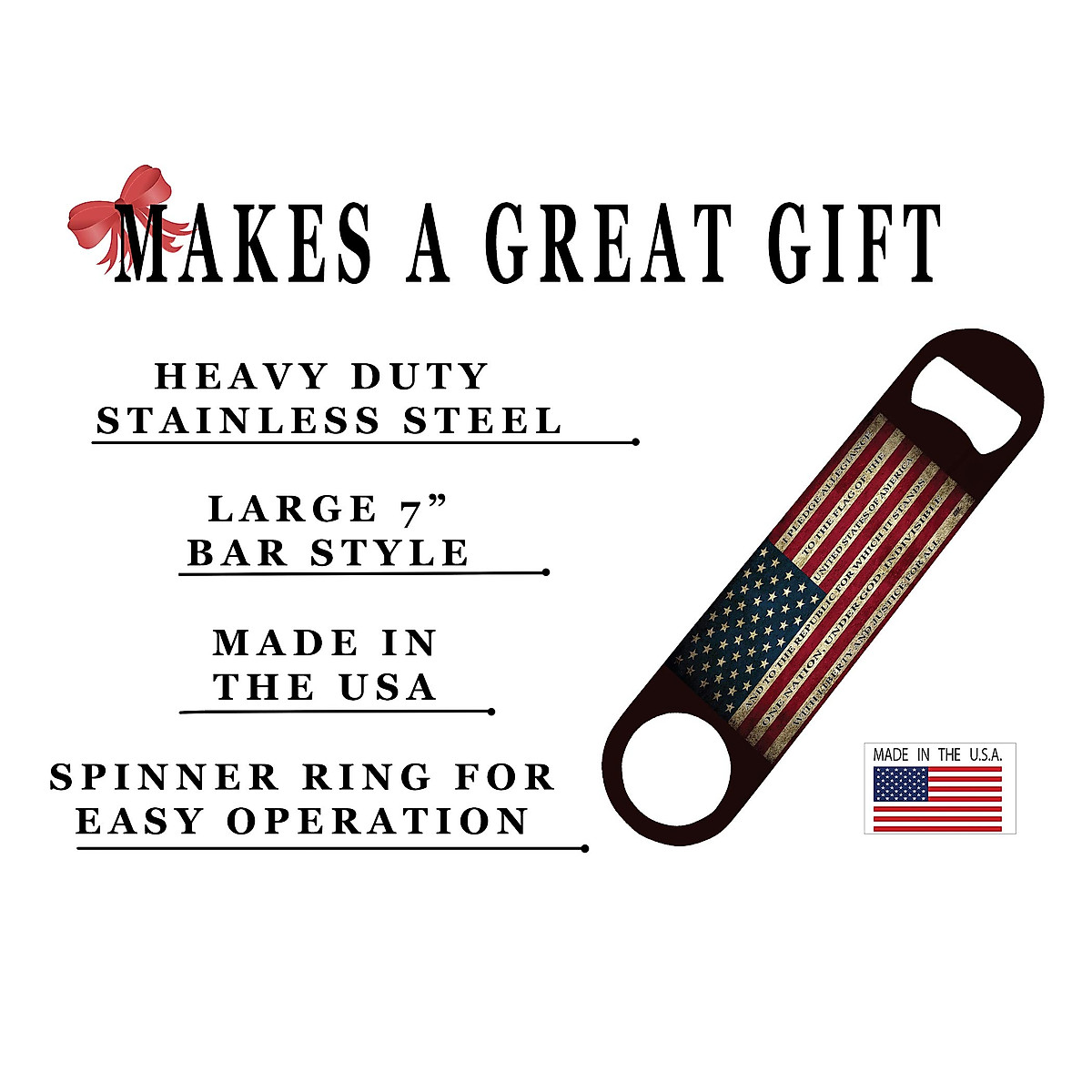 USA Flag Pledge of Allegiance Speed Bottle Opener Heavy Duty Gift Patriotic United State Of America US