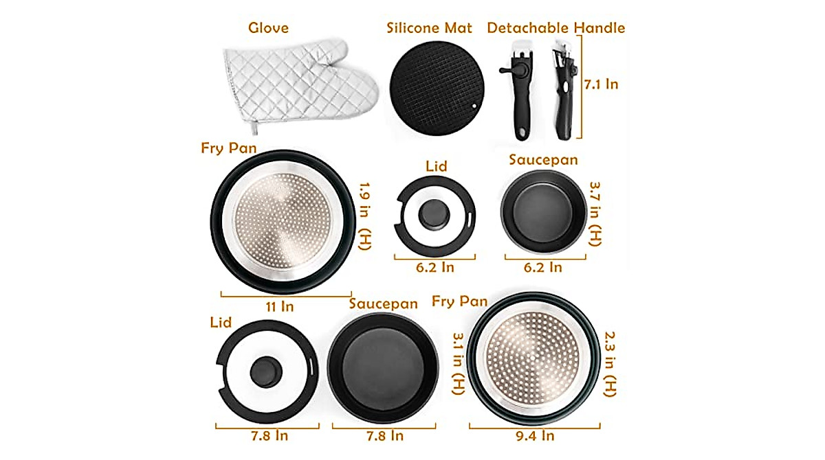 Moss & Stone Nonstick Cookware Set | 10 pcs Stackable & Dishwasher Safe