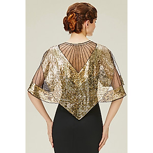 BABEYOND 1920s Vintage Shawl for Women - Sequin Beaded for Night Party Shawl Wraps Flapper Cover Up Evening Cape
