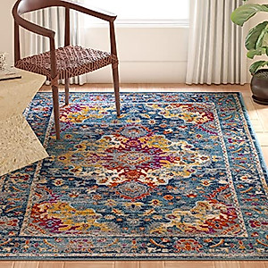 SAFAVIEH Madison Collection 6' x 9' Teal / Fuchsia MAD154L Boho Chic Medallion Non-Shedding Living Room Bedroom Dining Home Office Area Rug