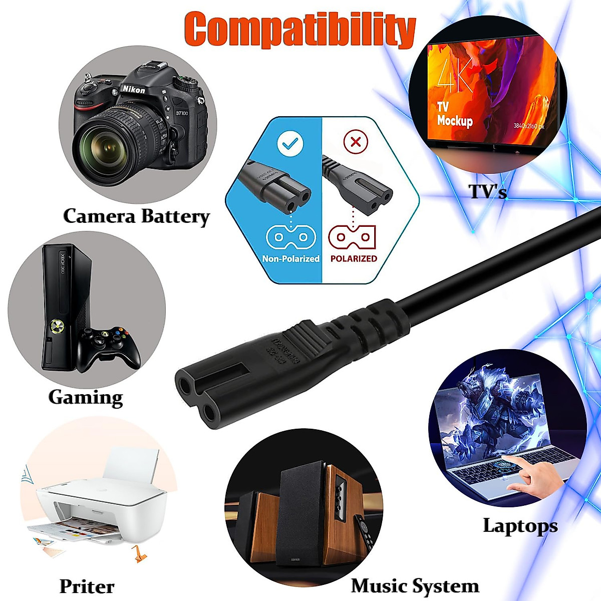 LEAGY 6 ft AV Cable and 5 ft AC Power Cord for Xbox