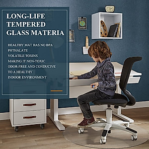 KIAYACI Glass Chair Mat for Carpet or Hard Floor Tempered Glass Glass Table Top Table Mat 36" Round x 1/4" Thick,Clear