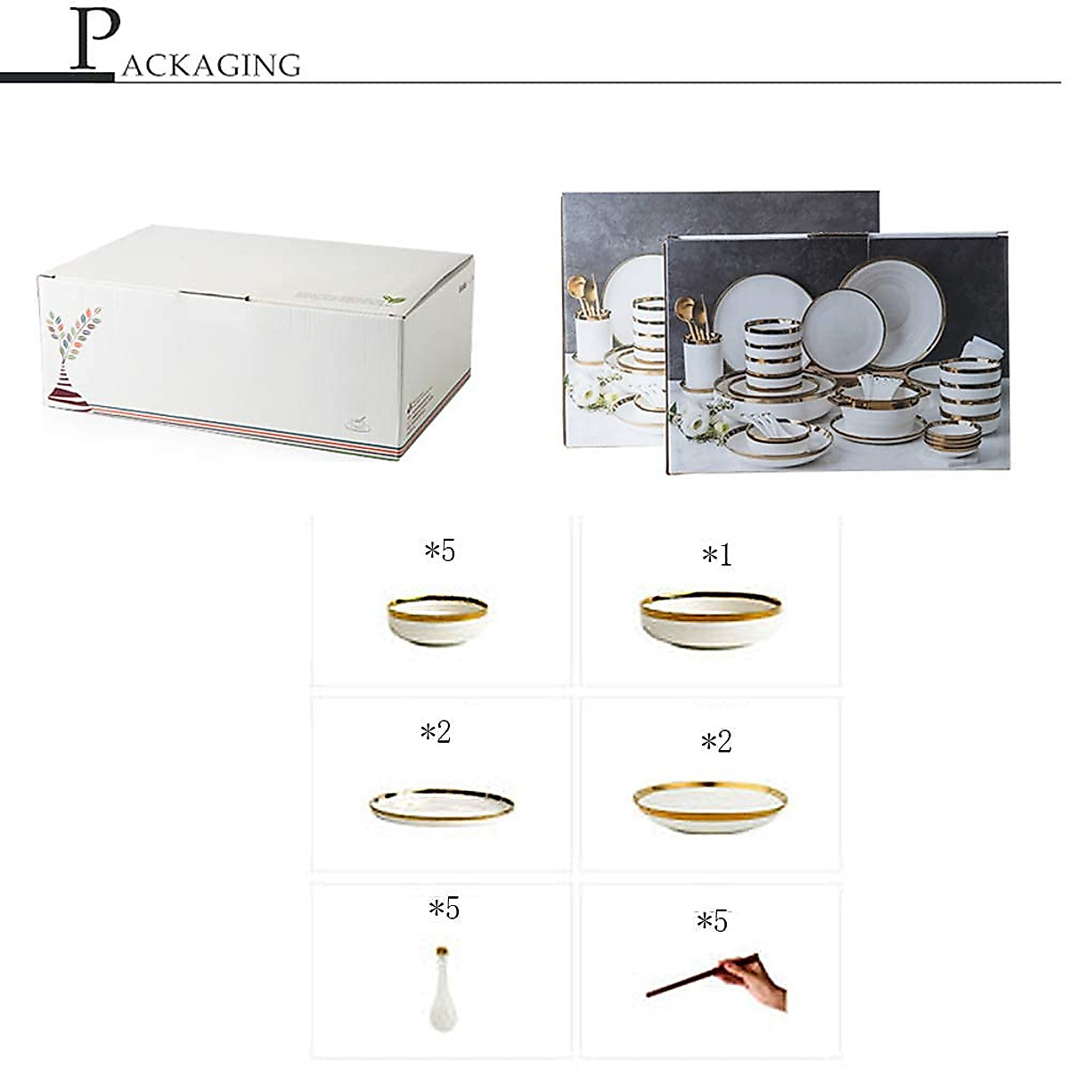 Fine Dinnerware Set,Gold Halo White Porcelain Dinnerware Set, Complete Ceramic Plates and Bowls Sets, Modern Creativity Vintage Round High Class Dishes Set, Luxurious Mellow Dinnerware Dish Set,20PCS