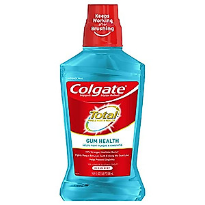 Colgate Total Gum Health Alcohol Free Mouthwash, Antibacterial Formula, Clean Mint - 500 mL, 16.9 Fluid Ounce