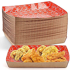 Fasmov 80 Pack Big Food Serving Tray, Lunch or Cafeteria Food Tray, Serving Boats for Nachos, Fries, Hot Corn Dogs, and More, 10.5” x 7.5” x 1.5”