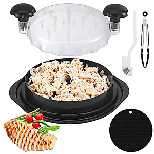 Fingertip WD Chicken Shredder Tool Twist,Meat Shredder with Cleaning Brush,Silicone Pad,Food Tongs,Meat Shredder Machine and Anti-Slip Base,Dishwasher Safe,Cleaning Brush,Ergonomic Handle