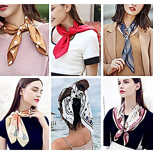 AOLIGE Hair Scarf Satin Head Neck Scarfs for Women (red), Medium