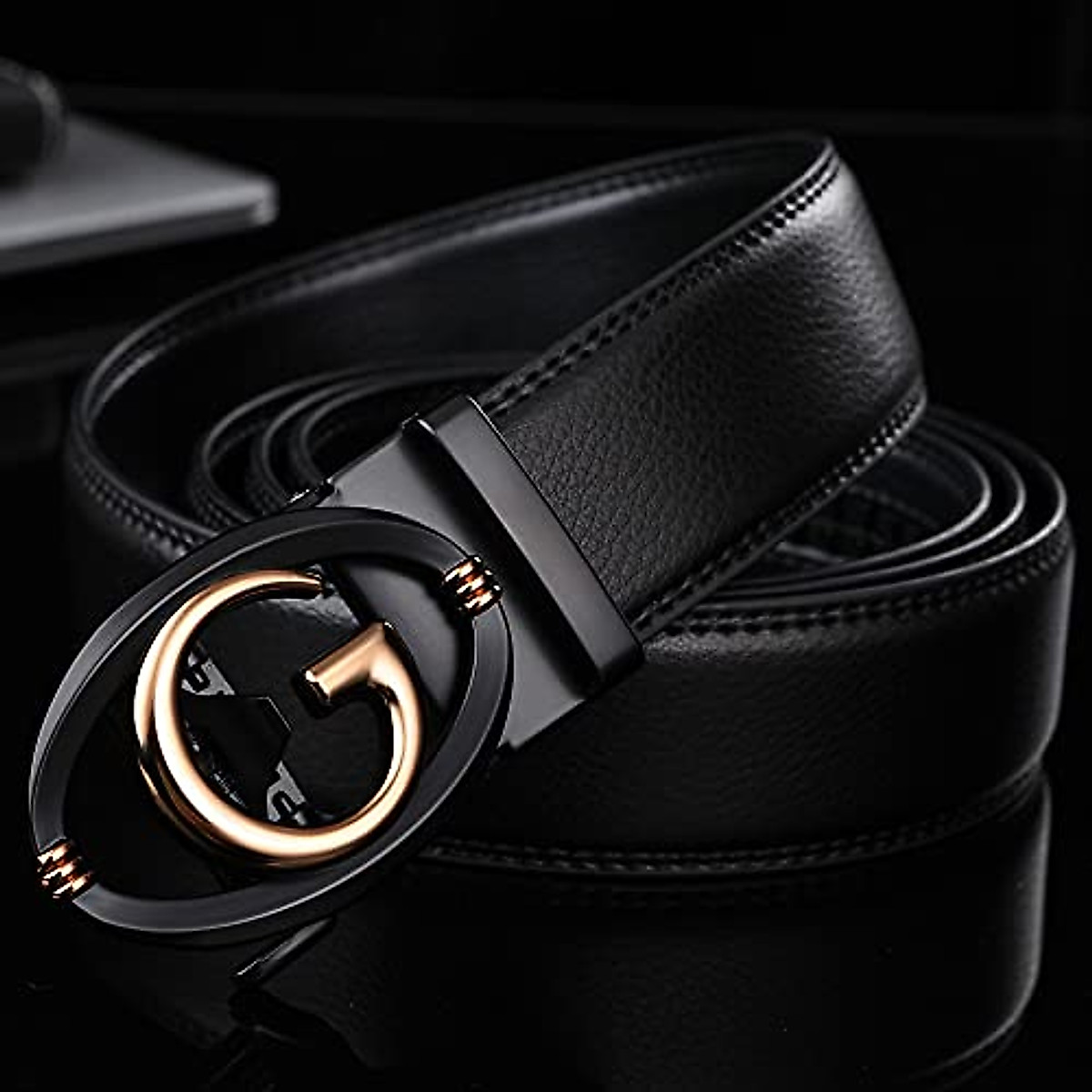 Civantiya Ratchet Belt for Men - Mens Belt Leather Designer 1 3/8" for Casual Jeans