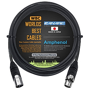 WORLDS BEST CABLES 15 Foot - Canare L-4E6S, Star Quad Balanced Male to Female Microphone Cables with Amphenol AX3M & AX3F Silver XLR Connectors - CUSTOM MADE