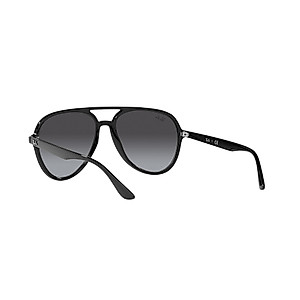Ray-Ban RB4376F Low Bridge Fit Aviator Sunglasses, Black/Grey Gradient, 57 mm