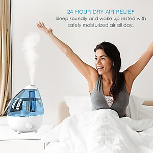 Pure Enrichment MistAire XL Ultrasonic Cool Mist Humidifier - All Day Operation for Large Rooms, 1 Gallon Tank, Variable Mist Control, Automatic Shut-Off, Whisper Quiet, and Optional Night Light