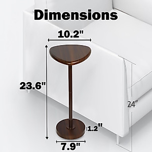 FANTERSI Drink Table for Small Spaces, Pedestal Side Table, Small Side Table for Living Room, Cocktail Table Martini Table with Metal Frame, Brown