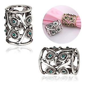 Joyci 3pcs Retro Women's Scarf Ring Clip Slide in Gold Silver Tone Metal Antiqued Hollow Tube Chiffon Buckle (Silver)