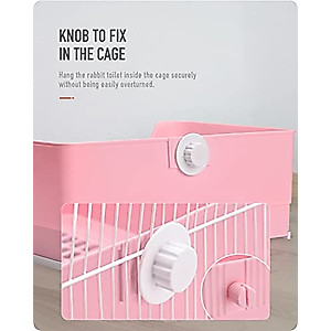 Baffect Rabbit Litter Box, Plastic Bunny Toilet Box with Removable Tray, Guinea Pig Corner Litter Cage for Small Adult Pet (Pink)