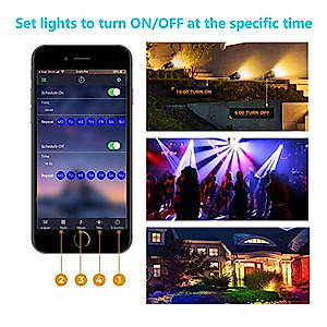 Color Changing Spot Light Outdoor, IP65 Waterproof Yard Spotlights, 12W RGB Christmas Decorate Landscape Lights APP & Remote Control Metal Case Spiked Stand for Houses Garden Trees Flags (2 Pack)