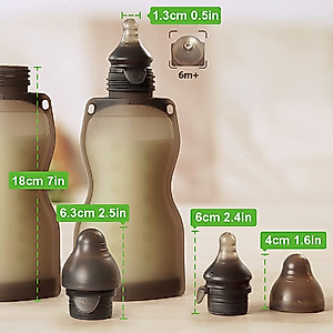 haakaa Silicone Breast Milk Storage & Feeding Bags (9oz,1pcs with Teat) - Soft & Washable Baby Feeding Pouch, Squeezable Baby Food Storage Bag for Self-Feed