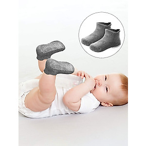 Syhood 10 Pairs Baby Crawling Anti-Slip Knee Pads and Anti-Slip Baby Socks Set Unisex Toddler Knee Protectors Non Slip Ankle Socks (Multicoloured)