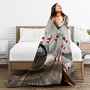 herbeier Bowling Ball Sport Vintage Multiuses Fleece Blanket Throw Blanket Lightweight Super Soft Cozy Warm Bed Blankets for Living Room/Bedroom Office All Season 50 inches X40 inches , Black