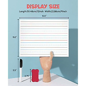 Gamenote Magnetic Small White Board Set - Double Sided Magnet Dry Erase Ruled Lap Boards 9x12 Lined Whiteboard for Kids Student Learning (6)