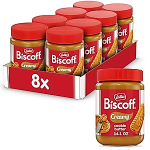 Lotus Biscoff, Cookie Butter Spread, Creamy, non GMO + Vegan, 14.1 oz, Pack of 8