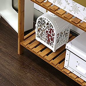 KINTNESS 3-Tier Bamboo Bathroom Shelf, Stand Utility Storage Shelf Free Standing Multifunctional Storage Rack Organizer (3 Tier) …