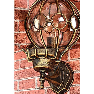 He-shop LED Indoor Wall Light, European Retro Industry Round Outdoor Waterproof Wall Lantern Wall Sconce Security Light Complete with Glass Lampshade Outdoor Waterproof Wall Light Socket