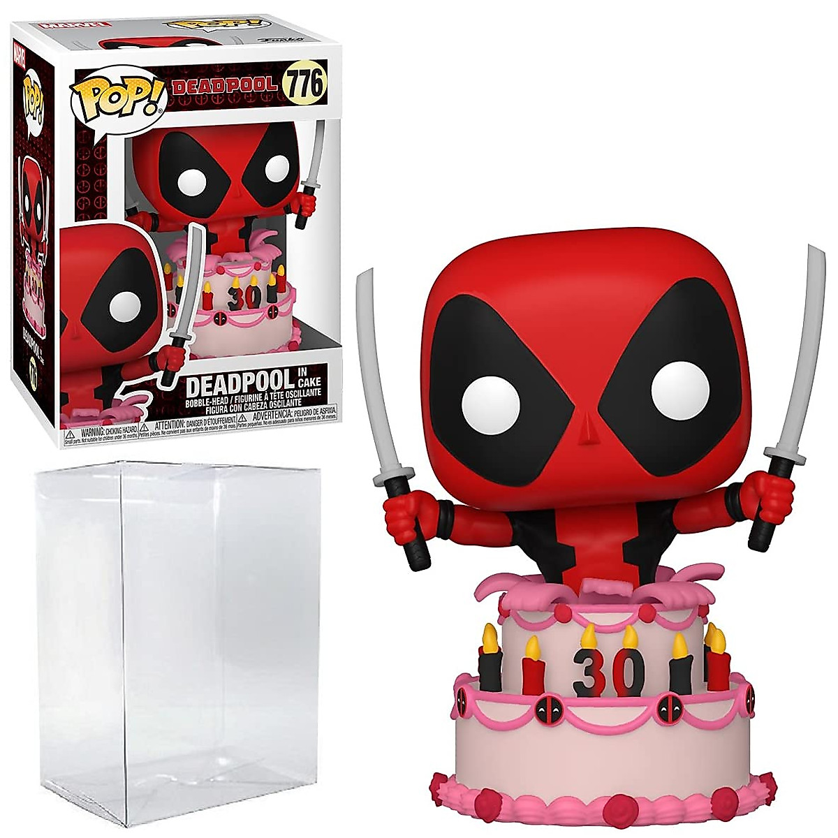 Funko POP Marvel: Deadpool 30th - Deadpool in Cake Pop! Vinyl Figure (Bundled with Compatible Pop Box Protector Case), Multicolor, 3.75 inches