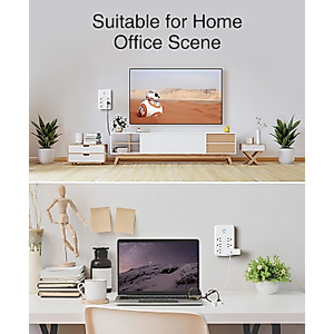 GHome Smart Plug Outlet Extender, USB Surge Protector 3 Individually Controlled Outlets and 3 USB Ports, WiFi Plug Works with Alexa Google Home, Outlet Timer Wall Adapter, 2.4GHz Wi-Fi Only, 15A/1800W